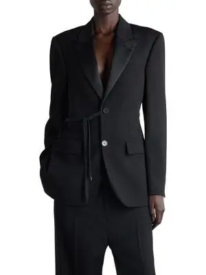 Balenciaga Side Tie Wool Tuxedo Jacket - Black