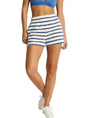 SEA LEVEL Striped Terry Cover-up Shorts - Denim Blue