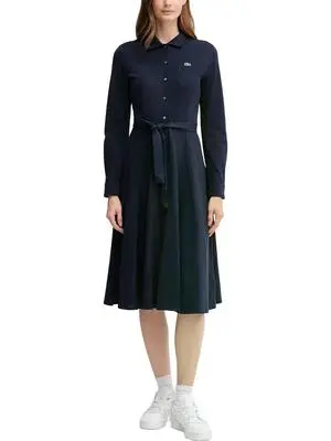 LACOSTE Button Belted Midi Dress