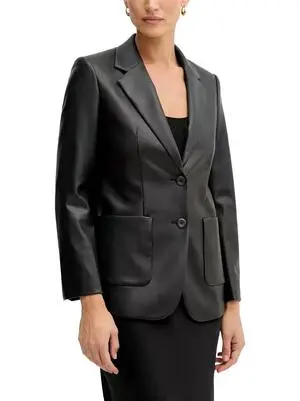 Sisley Faux-leather Blazer - Black
