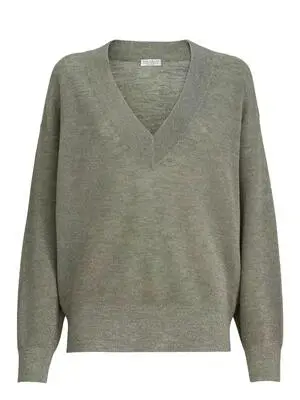 Brunello Cucinelli V-neck Long Sleeve Top - Green