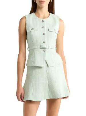Astr The Label Kelson Belted Tweed Vest - Mint
