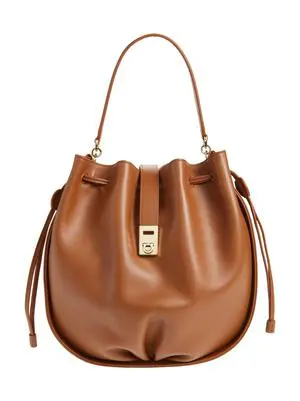FERRAGAMO Hug Leather Bucket Bag - Natural Resort