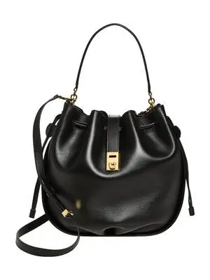 FERRAGAMO Hug Leather Bucket Bag - Nero
