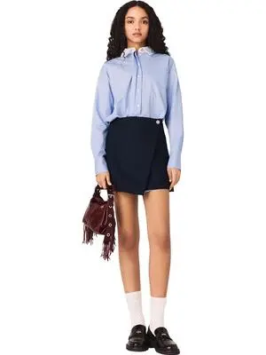 Maje Cotton Striped Shirt Dress With Wrap Skirt - Blue Sky