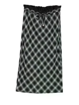 LESS Plaid Midi Skirt - Black
