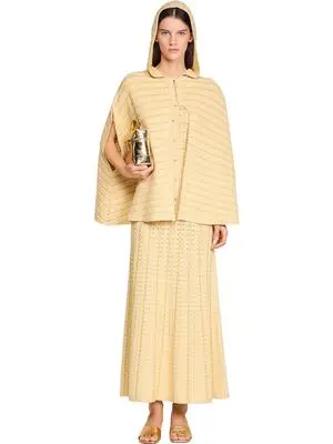 Sandro Rhinestone Knit Cape - Gold