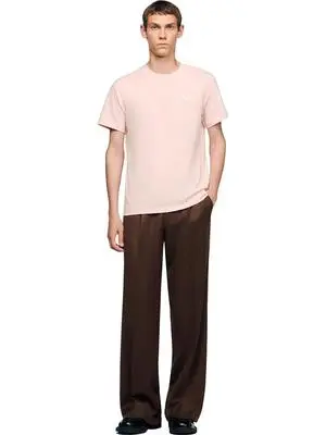 Sandro T-shirt With Heart Patch - Powder Pink