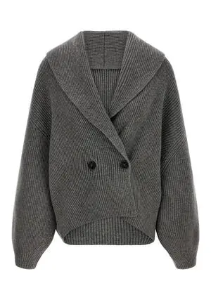 TOTEME Shawl-lapel Wool Cardigan - Grey
