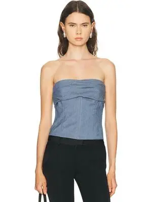 SEV Tailored Drape Corset Top - Denim