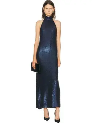 SEV Sequin Halter Dress - Blue