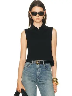 Saint Laurent Polo Sleeveless Top - Noir
