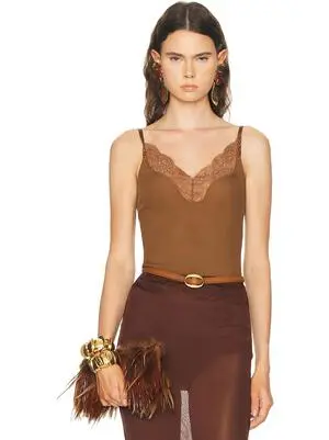 Saint Laurent Lace Tank Top - Caramel