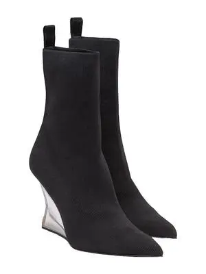 Balmain Wedge Knit Ankle Boots - Black