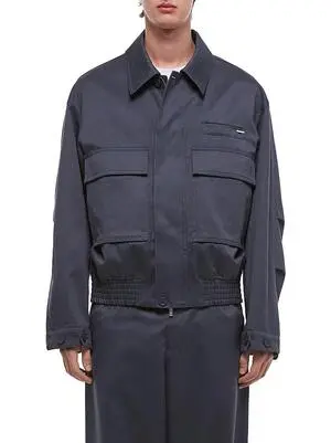 Helmut Lang Shirt Bomber Chino Jacket - Slate Blue