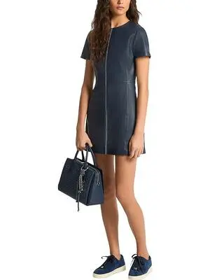Michael Kors Leather Mini Dress - Midnight Blue