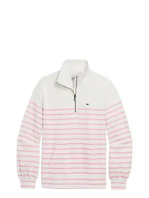 Vineyard Vines Quarter Zip Striped Sweatshirt - Stripe Bahama Breeze