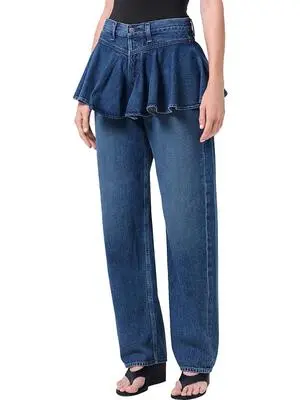 AGOLDE High Rise Straight Peplum Jeans - Peak