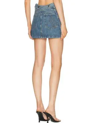 Attico Denim Mini Skirt - Sky Blue