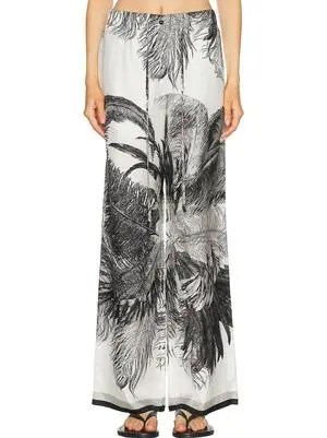 Attico Feather Print Pant - White & Black