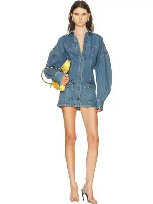 Attico Denim Shirt Mini Dress - Sky Blue