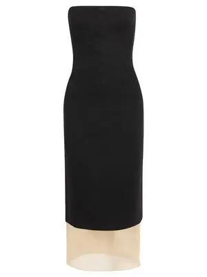 ESSE STUDIOS Issia Strapless Crepe And Silk-organza Midi Dress - Black