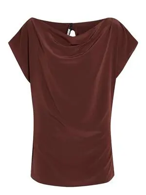 ESSE STUDIOS Cepi Draped Silk Crepe De Chine Top - Chocolate