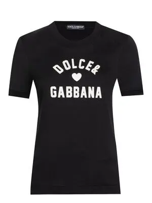Dolce & Gabbana Jersey T-shirt With Lettering Patch - Black