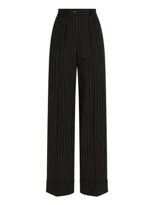 Dolce & Gabbana Pinstripe Bi-stretch Wool Trousers - Multicolor