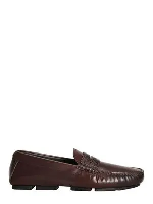 Dolce & Gabbana Dg Driver Calfskin Slipper With Crocodile Inserts - Bordeaux