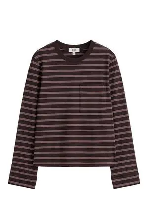Cos Cotton Long-sleeved T-shirt - Brown