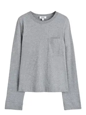 Cos Cotton Long-sleeved T-shirt - Gray
