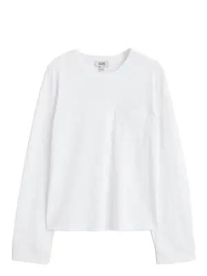 Cos Cotton Long-sleeved T-shirt - White