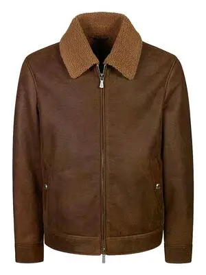 Eleventy Shearling Jacket - Brown