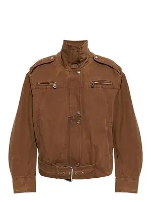 Blumarine Cotton Jacket With Epaulettes - Brown