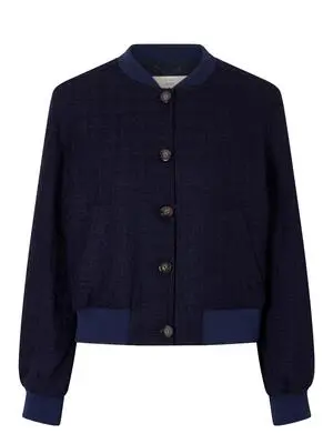 Giuliva Heritage Hailey Wool-blend Bouclé-tweed Bomber Jacket - Blue