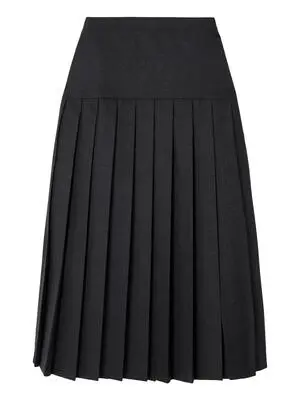 Alessandra Rich Pleated Wool-flannel Midi Skirt - Gray