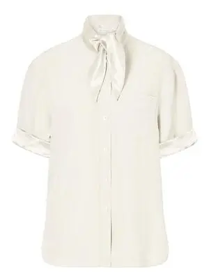 Maria Mcmanus Tie-detailed Crepe Shirt - Neutrals
