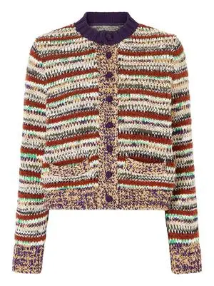 Sacai Striped Cotton-blend Cardigan - Multi