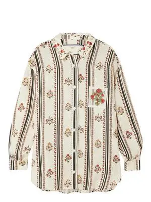 Agua Bendita Cecilia Andes Appliquéd Floral-print Linen Shirt - Multi