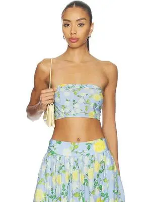 Verandah Bandeau - Ice Blue  Yellow Rose & Mogra