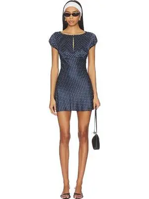 Tularosa Leia Mini Dress - Navy And Cream Dot
