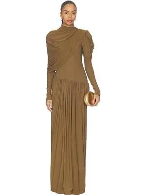 DEME BY GABRIELLA Drape Styling Dress - Sand Green