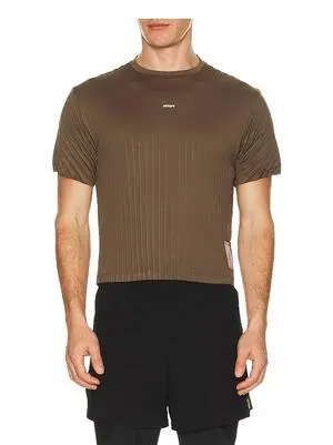 Satisfy Auralite Pleated Tee Shirt In Brown - Olive