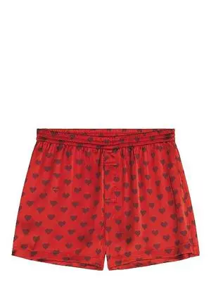 SKIMS Sleep Sateen Boxer In Red - Red Heart Halfdrop Print
