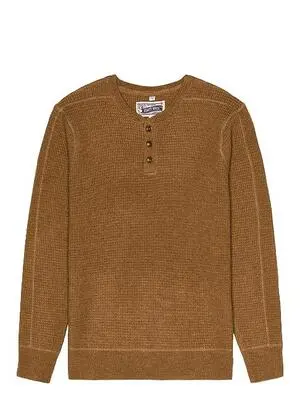 SCHOTT Button Henley Sweater - Camel