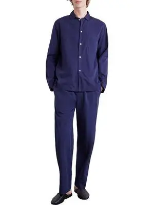 TEKLA Straight-leg Organic Cotton-poplin Pyjama Trousers - Blue