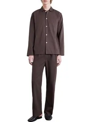 TEKLA Organic Cotton-poplin Pyjamas - Brown
