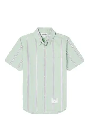 Thom Browne Button-down Collar Striped Cotton Oxford Shirt - Green