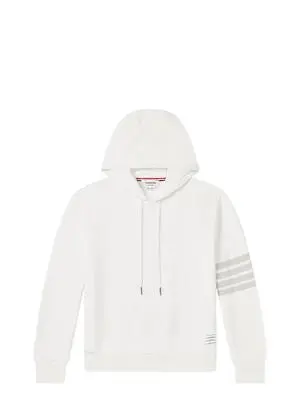 Thom Browne Logo-appliquéd Striped Cotton-jersey Hoodie - White